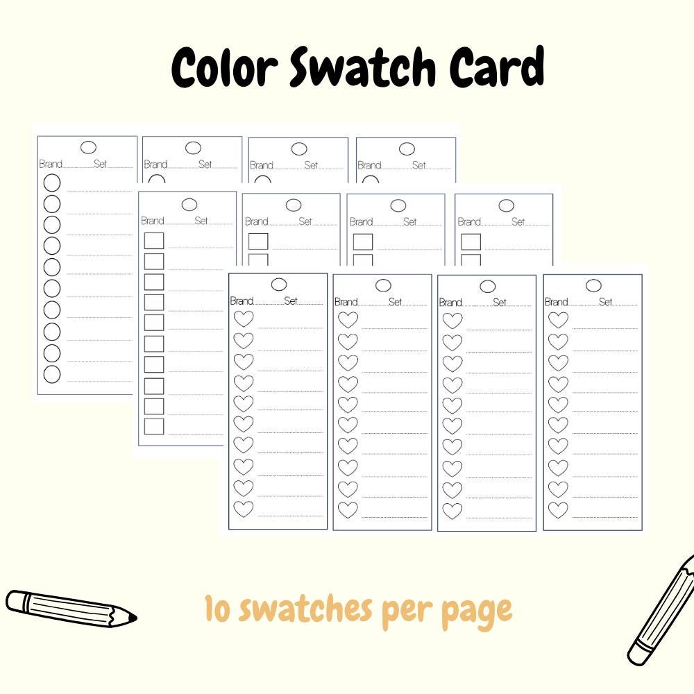 Printable Color Swatch Chart: Circle, Square, Heart (PDF Download) - Etsy