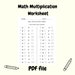 Math Multiplication Tracing, Number Practice Sheet, Printable ...
