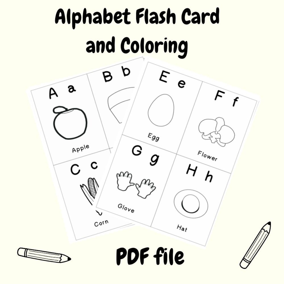 Alphabet Flash Card, English Character Flash Card, Coloring Flash Card ...