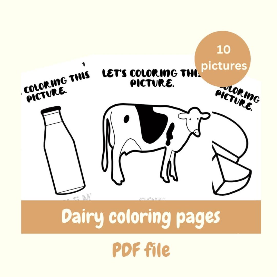 Dairy Coloring Page, Cow Milk Activity Hand Drawn Coloring Sheet ...