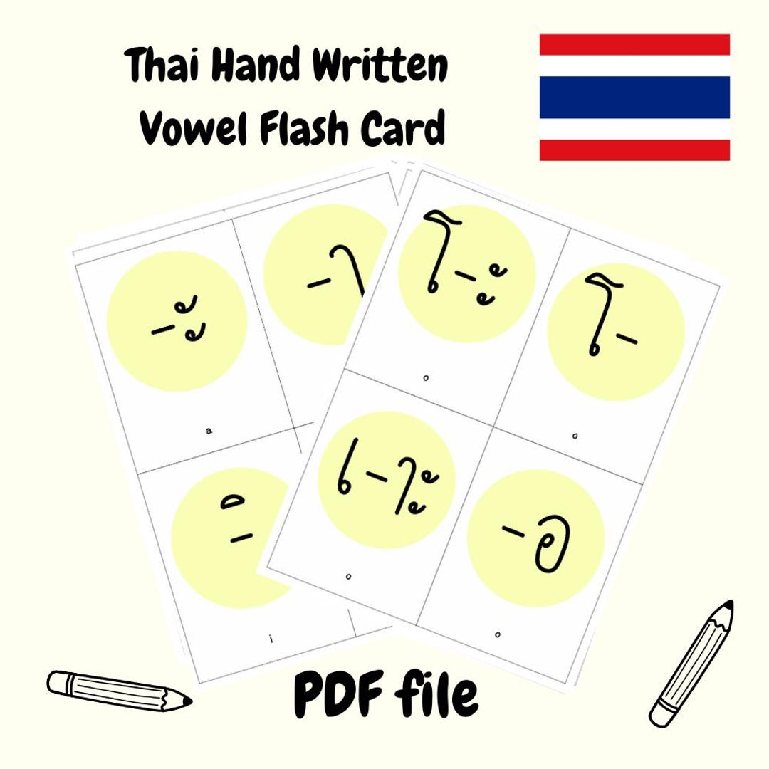 Thai Flash Card, Thai Vowel, Thai Hand Written, Thai Reading, Learning ...