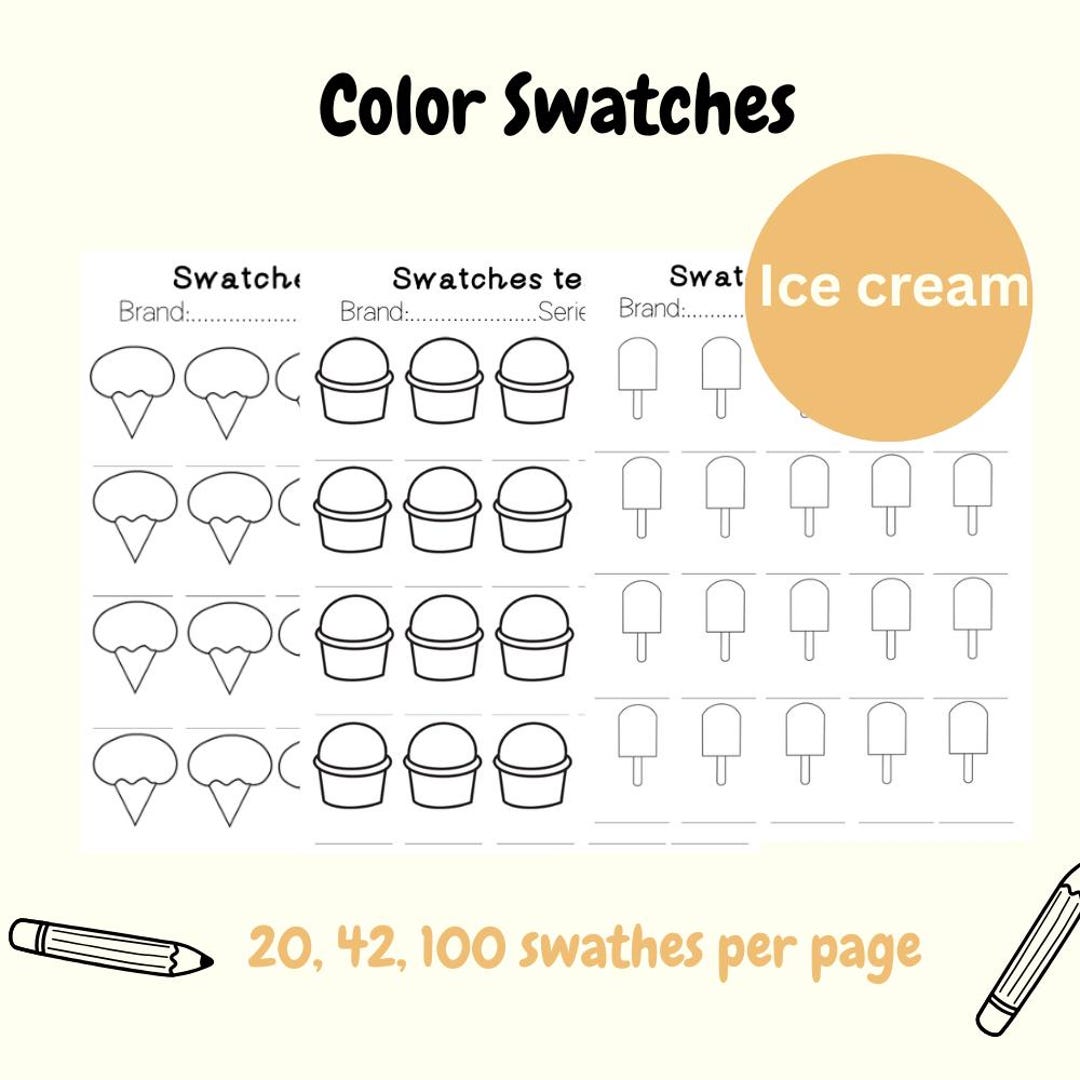 Ice Cream Color Swatch Chart: Printable Marker Palette (PDF Download ...
