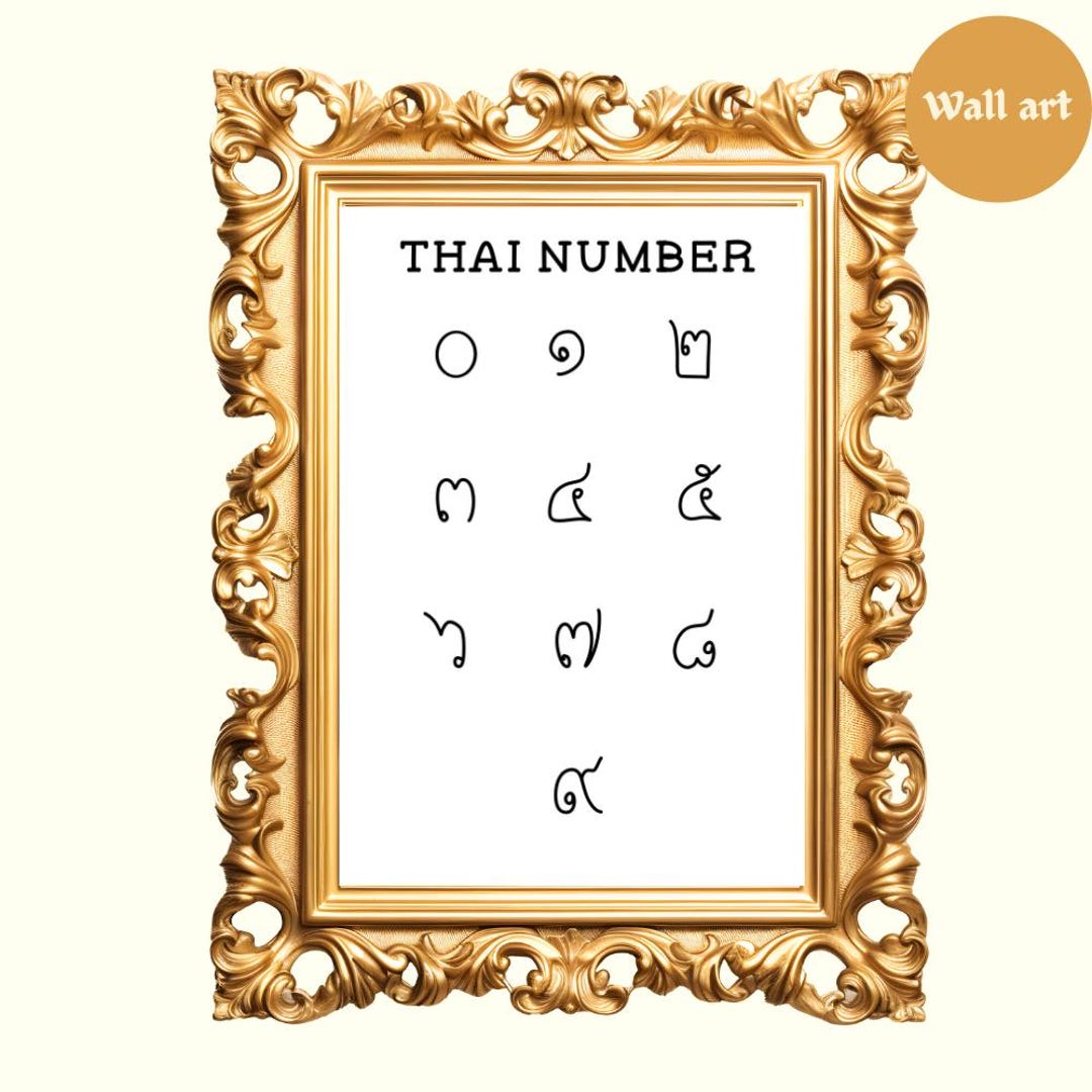 Thai Number Wall Art, Thai Digit Poster, Thai Hand Written Digital ...