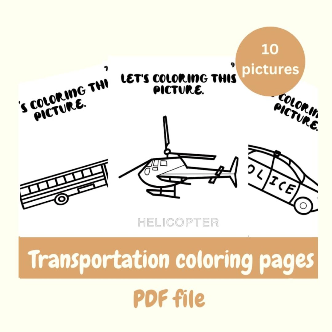 Transportation Coloring Page, Travel Hand Drawn Coloring Sheet ...