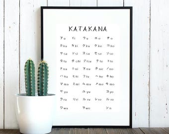 Hiragana, Katakana, Wall Art, Japanese Character Poster, Japanese Hand ...