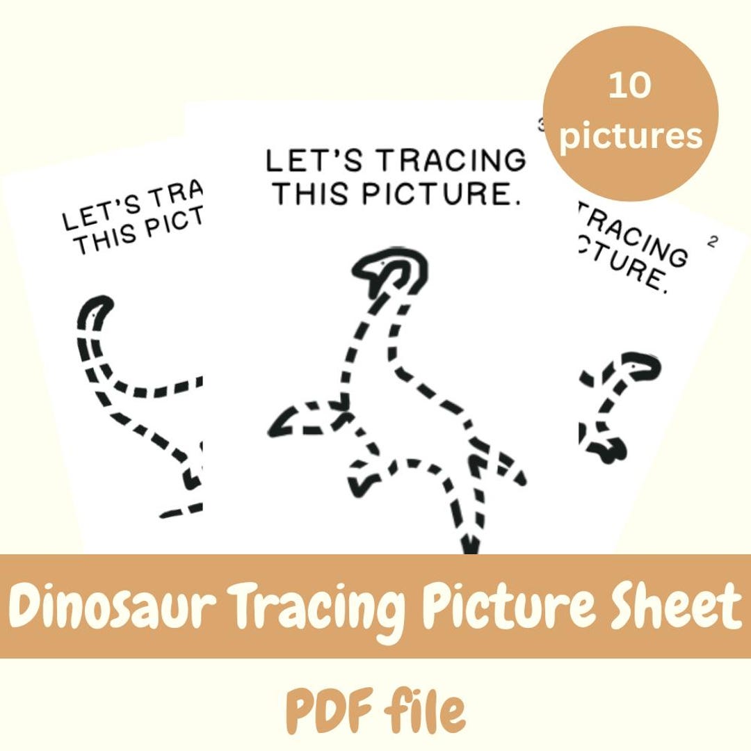 Dinosaur Tracing Picture, Animal Coloring Page, Dino Tracing Practice ...