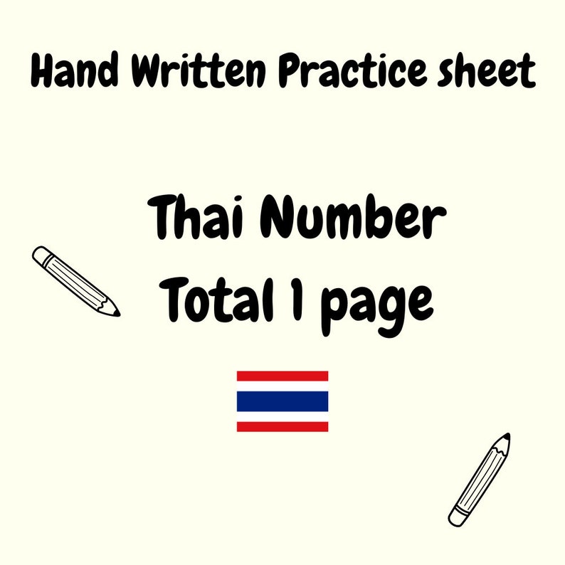 Thai Number Hand Lettering Practice Sheet, Thai Language, Digital ...
