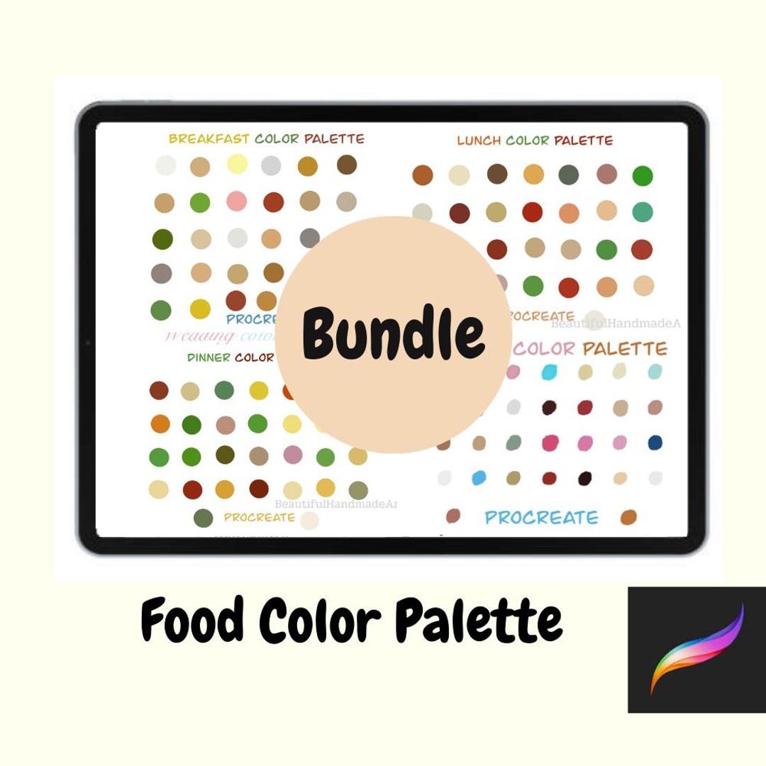 Food Color Palette, Breakfast Menu Procreate Color, Lunch Color, Bundle ...