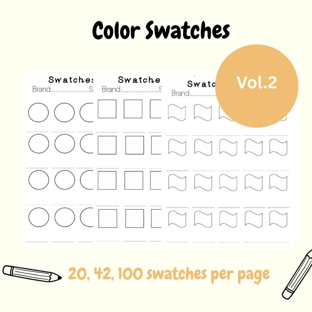 Blank Color Chart, Swatch Charts Markers, Printable Coloring Swatch ...
