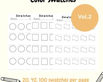 Printable Color Swatch Chart: Circle, Square, Heart (PDF Download) - Etsy