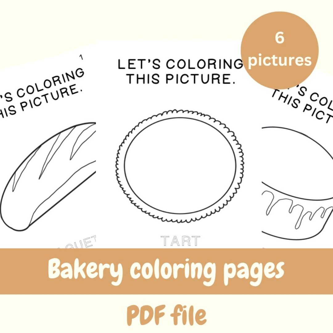 Bakery Coloring Page, Cute Food Hand Drawn Coloring Book, Coloring ...
