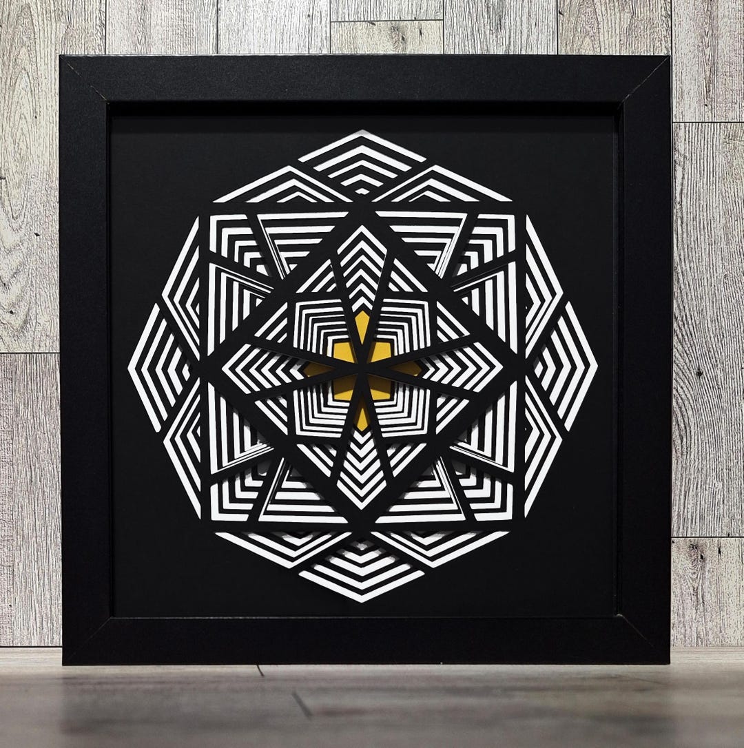 Obsidian and Gold 3D Layered Paper Art Shadow Box - Etsy