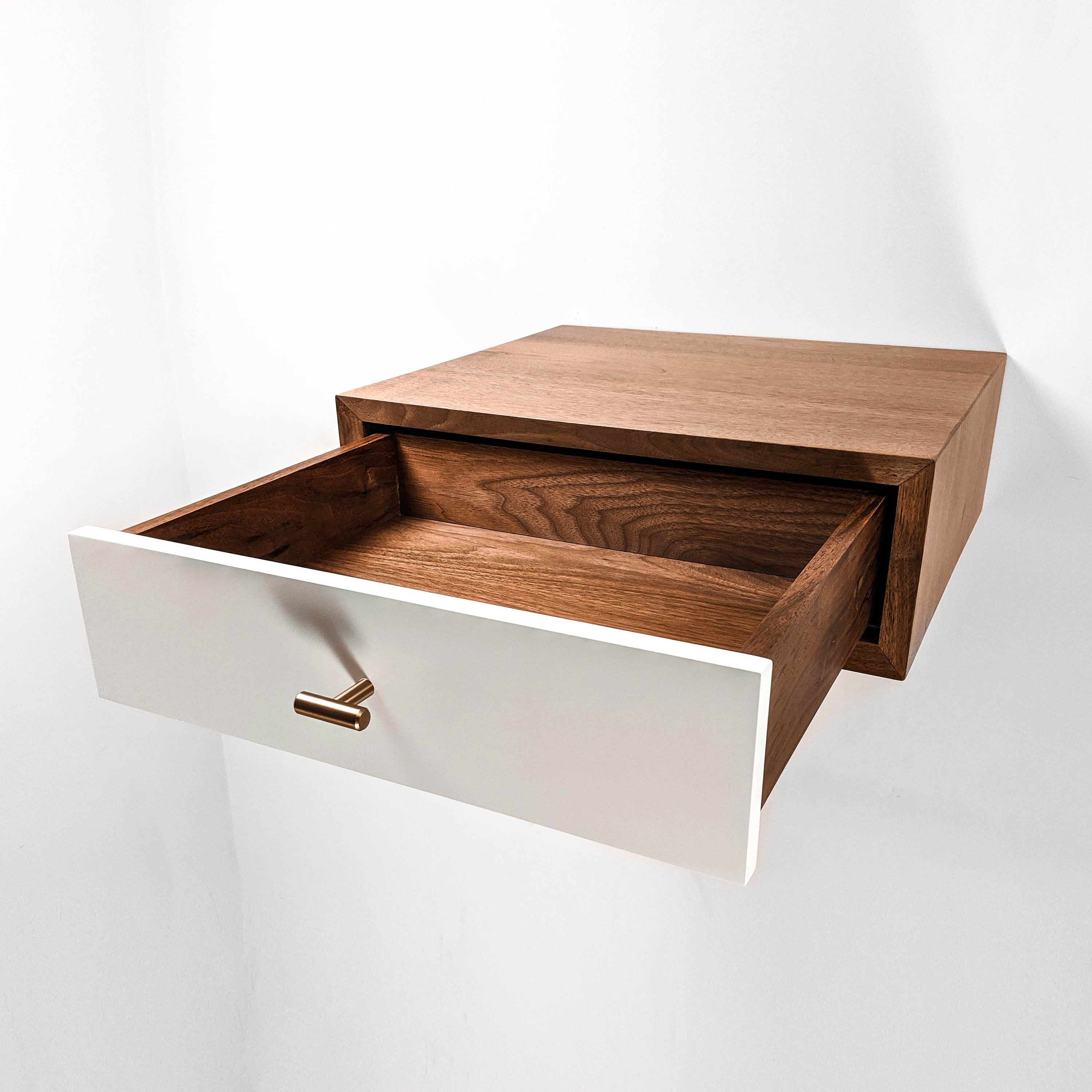 Modern Floating Nightstand in Solid Black Walnut with Soft | Etsy