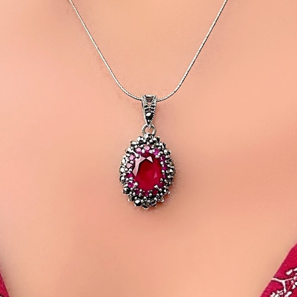 Cat and Ruby Pendant - Etsy UK