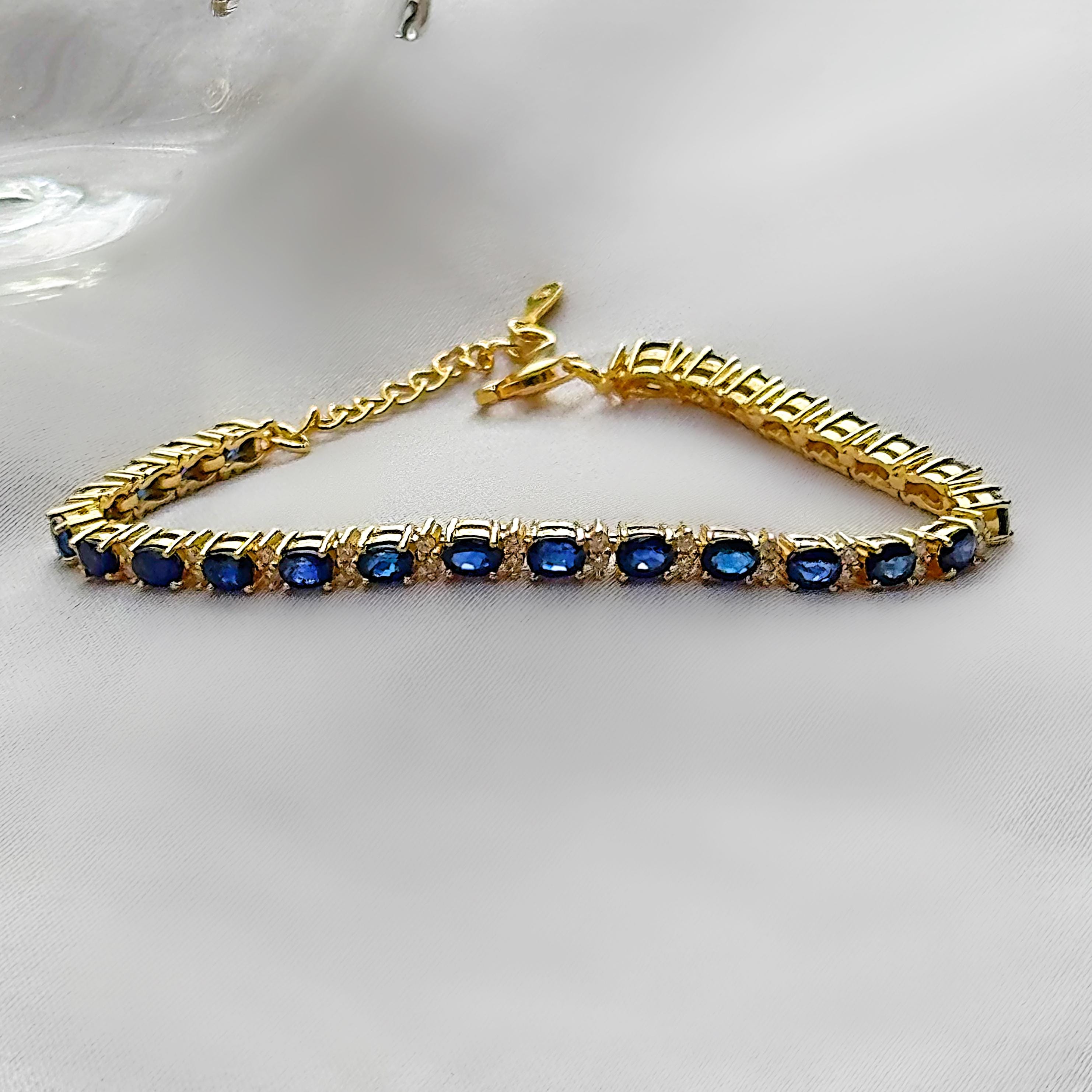 Genuine AA Ceylon Sapphire Tennis Gold Vermeil Silver Bracelet - Etsy