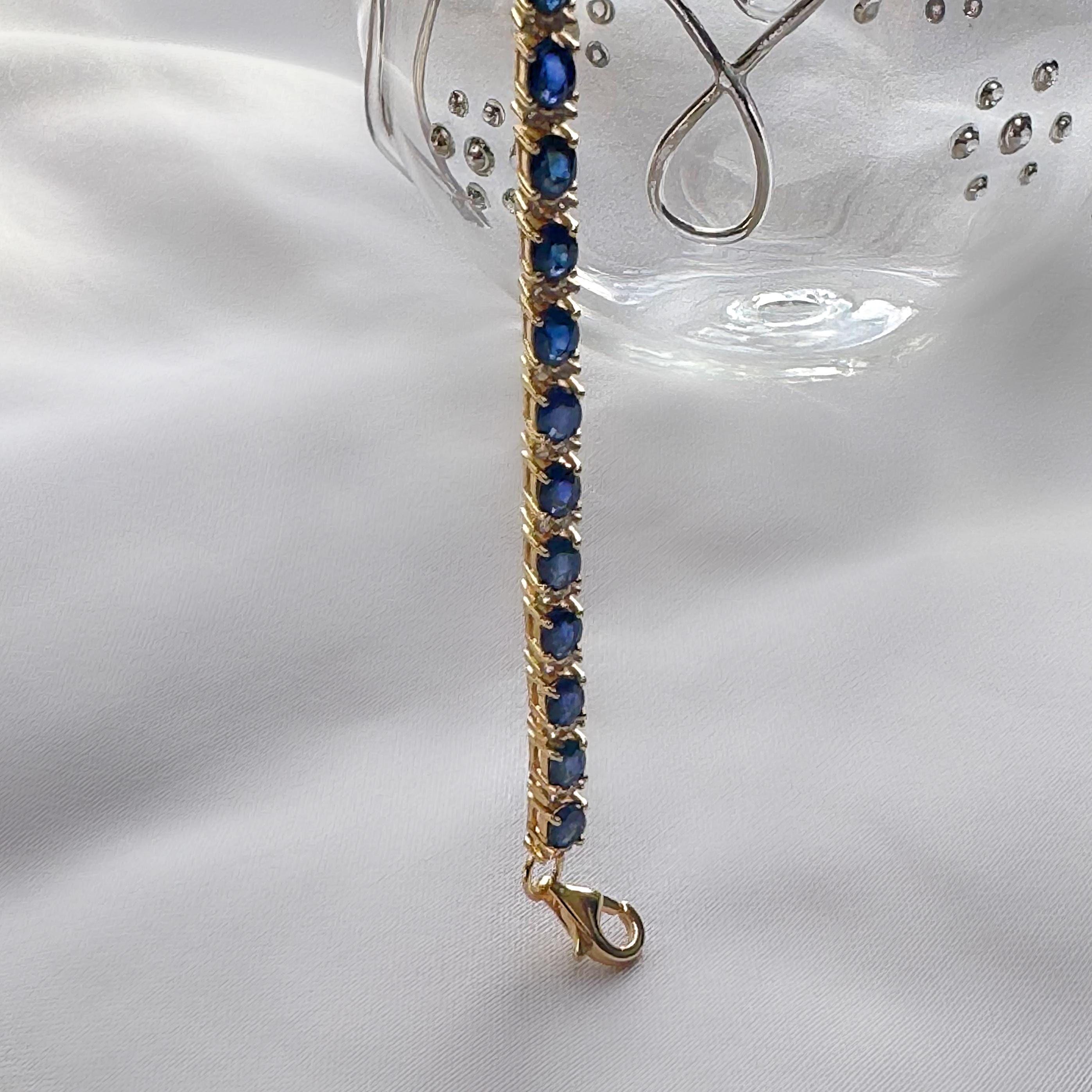 Genuine AA Ceylon Sapphire Tennis Gold Vermeil Silver Bracelet - Etsy