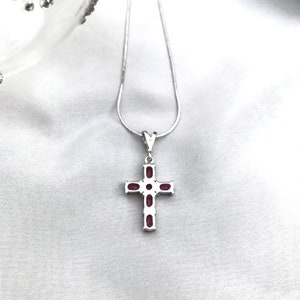Genuine Ruby Vatican Cross Silver Pendant Necklace - Etsy