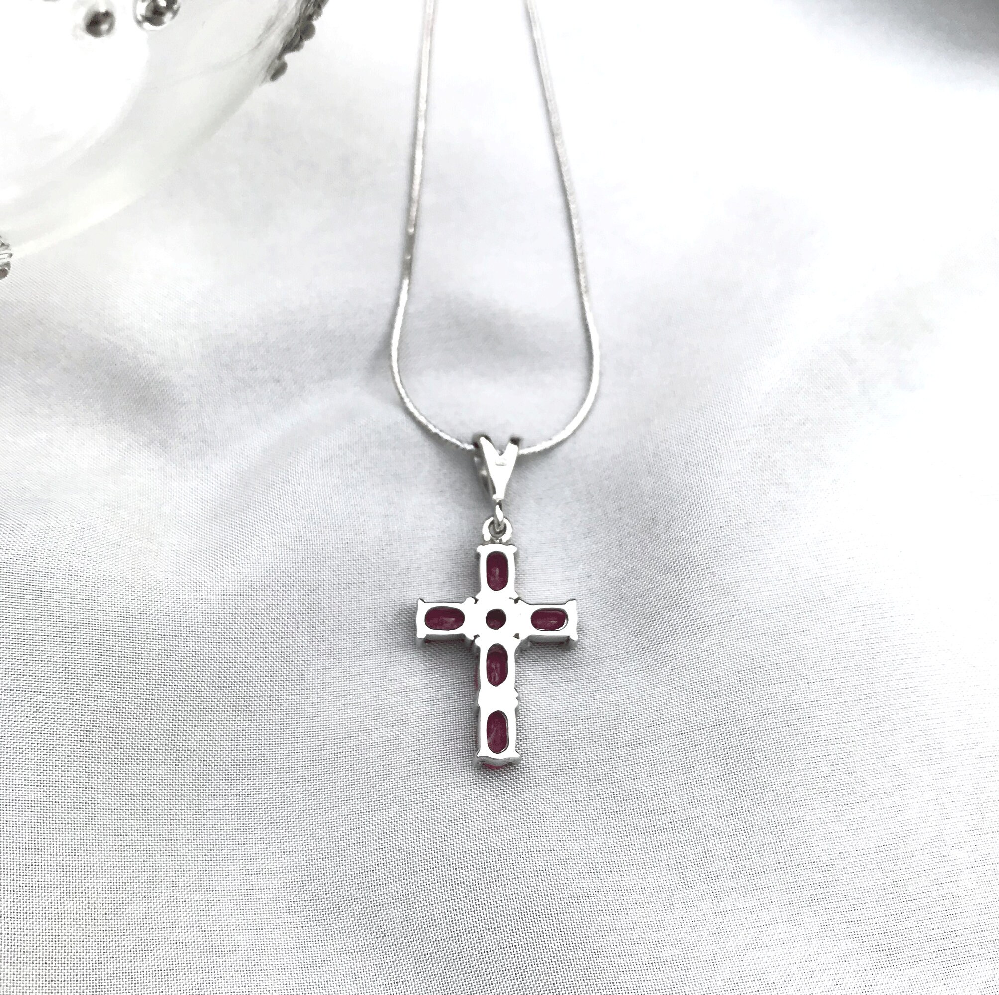 Genuine Ruby Vatican Cross Silver Pendant Necklace | Etsy