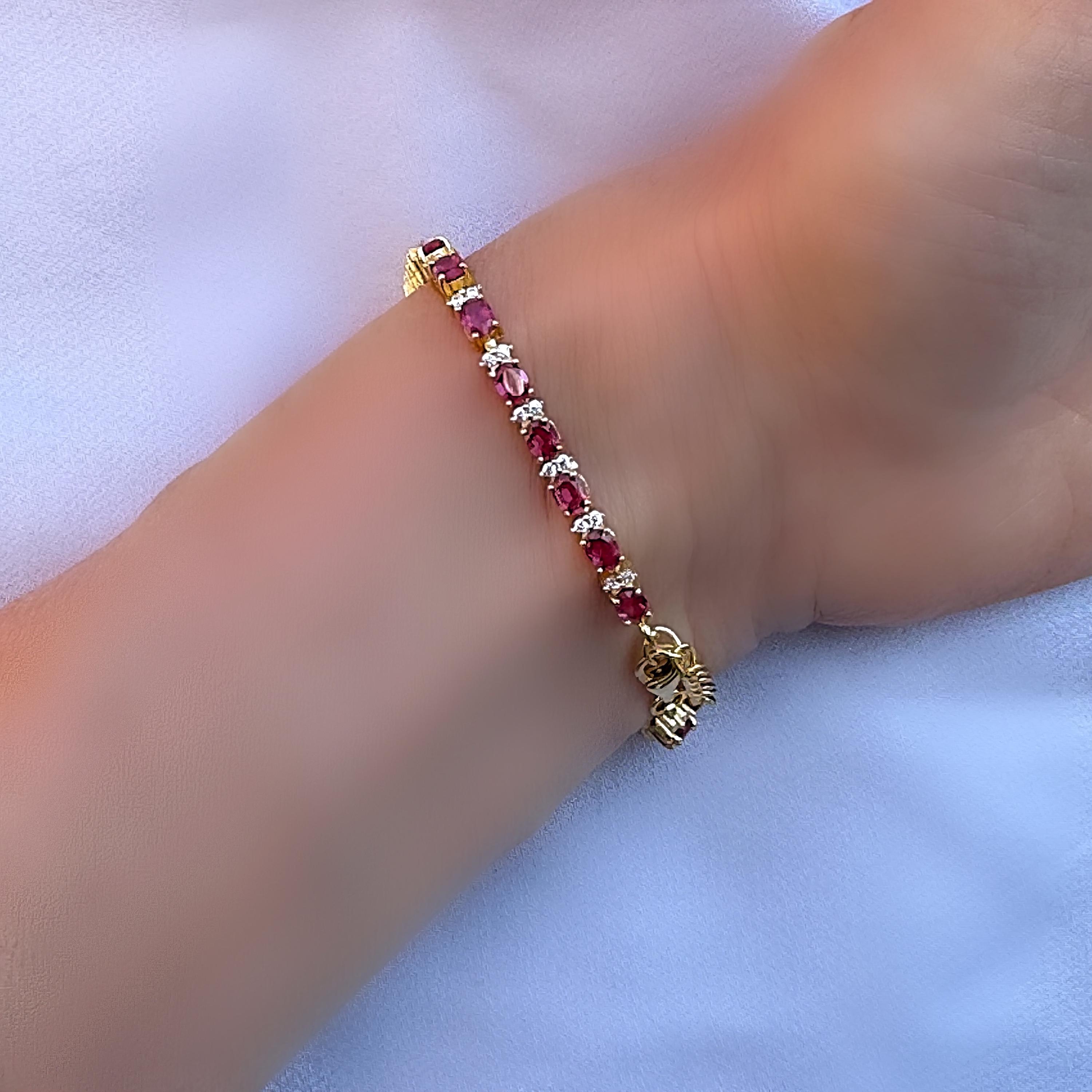 Genuine Ruby AA Quality Oval Tennis Gold Vermeil Silver Bracelet - Etsy