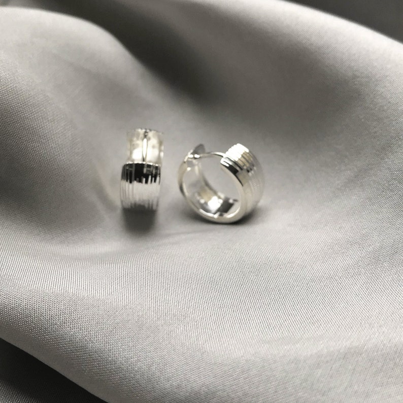 Sterling Silver 925 Diamond Medium Cut Hoop Earrings | Etsy