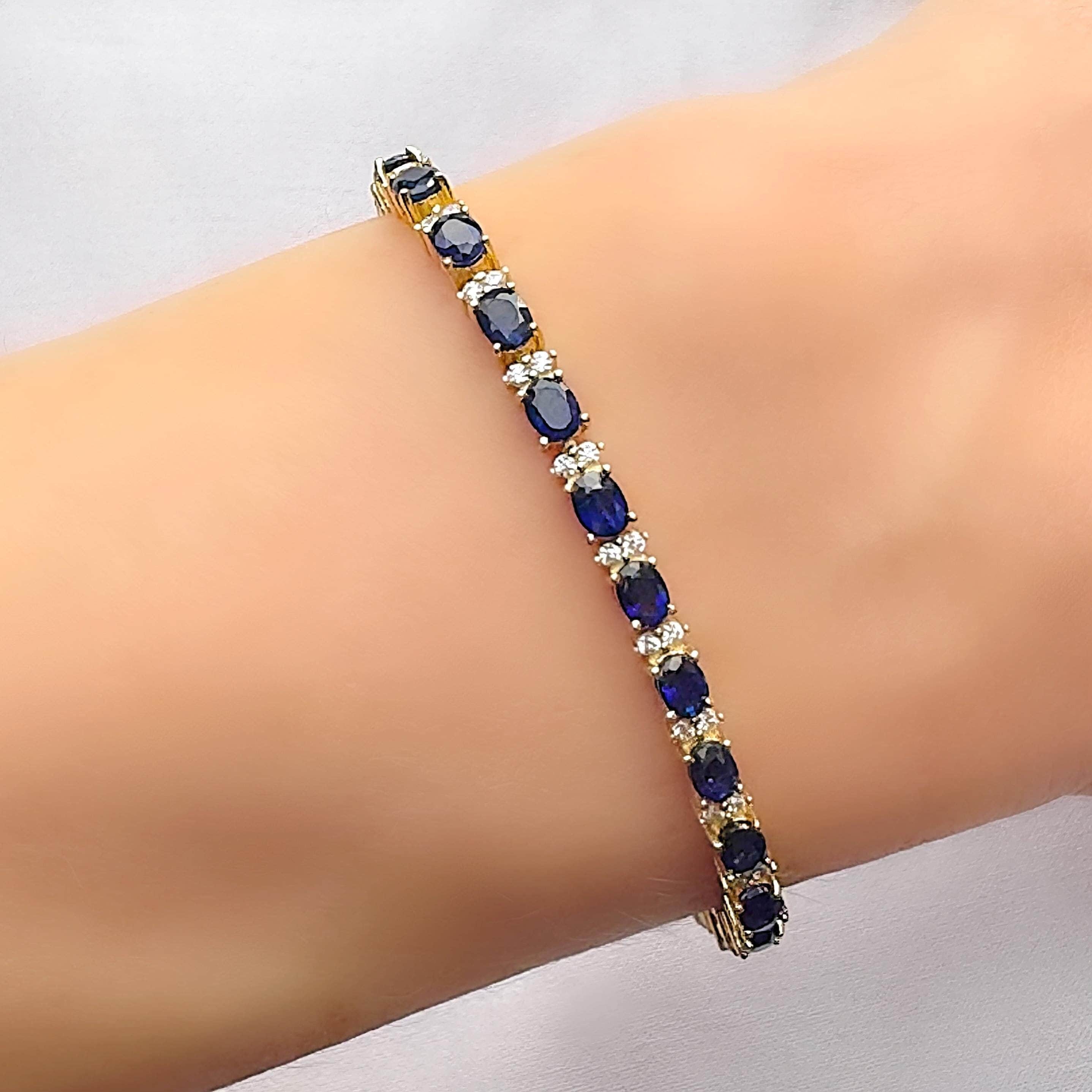 Genuine AA Ceylon Sapphire Tennis Gold Vermeil Silver Bracelet - Etsy