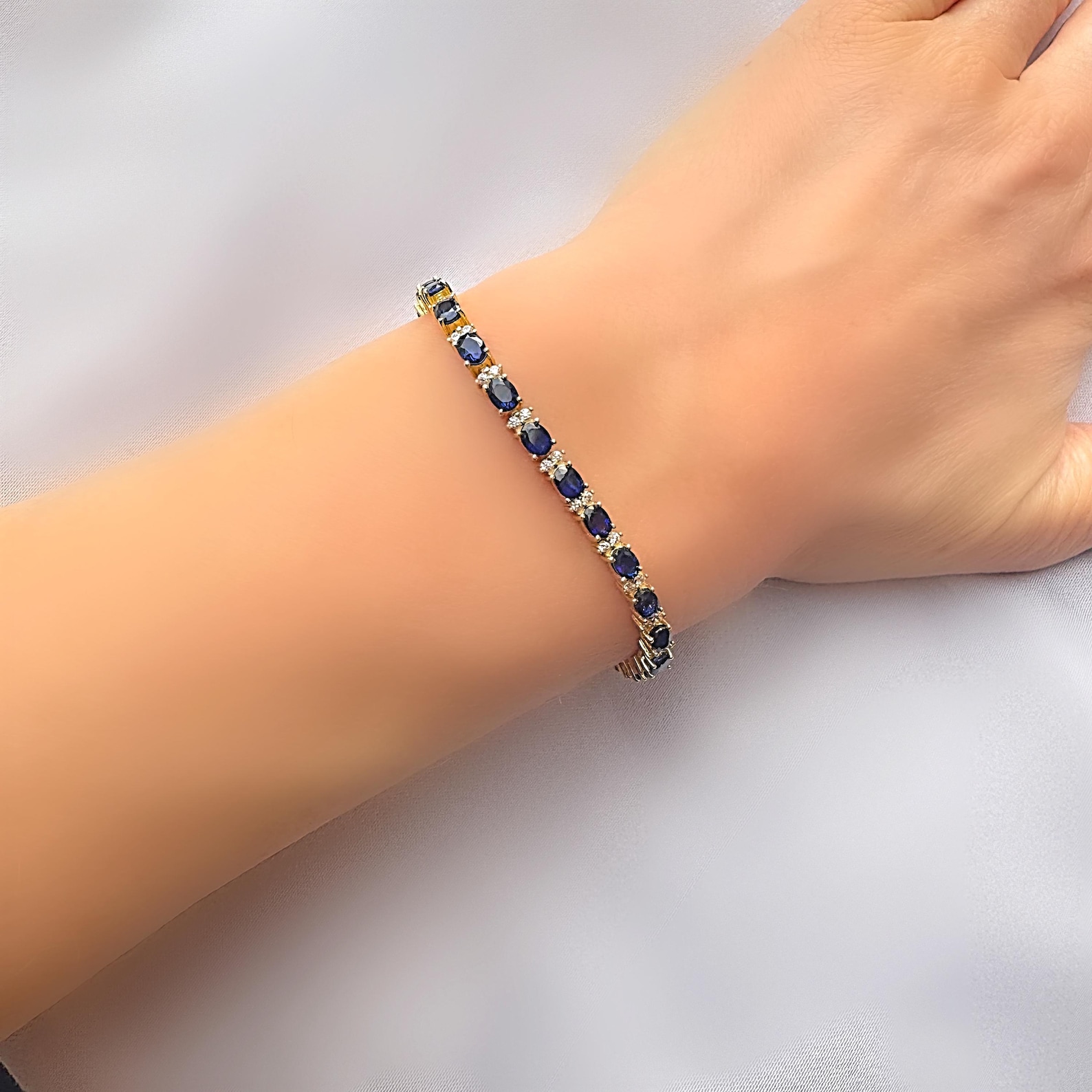 Genuine AA Ceylon Sapphire Tennis Gold Vermeil Silver Bracelet - Etsy