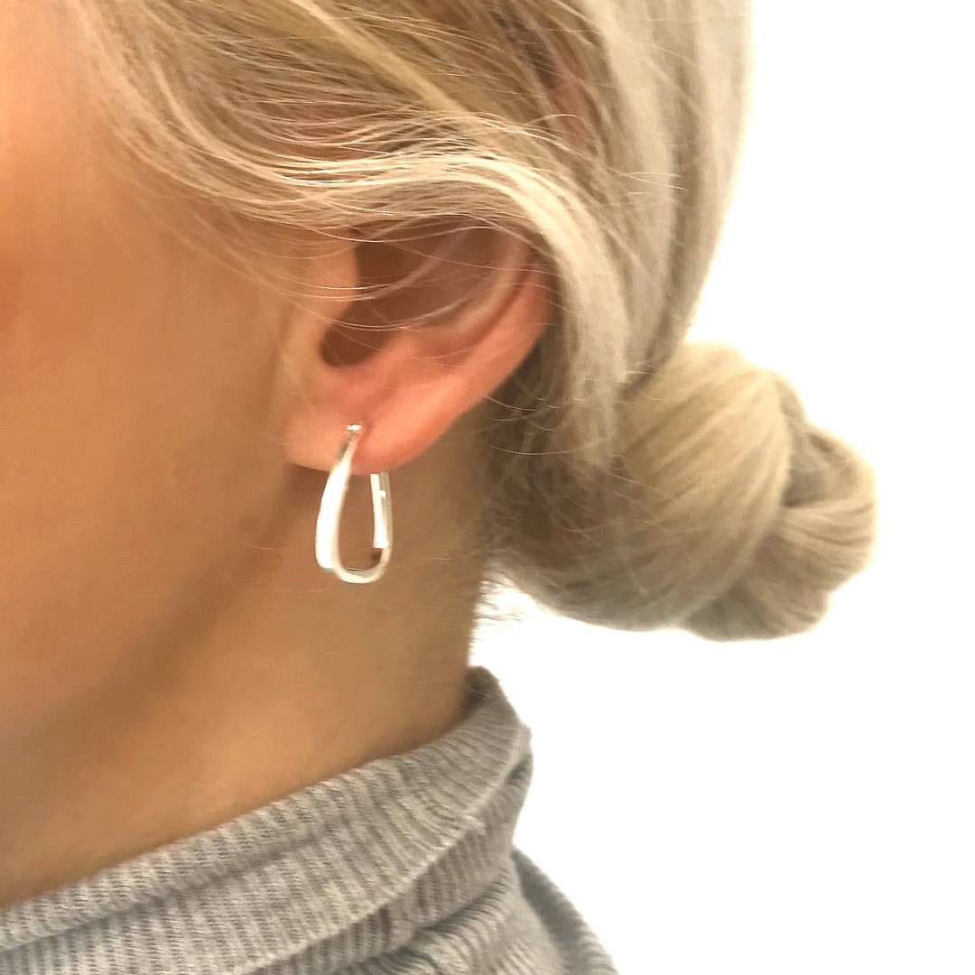 Sterling Silver Triangle Hoop Earrings - Etsy
