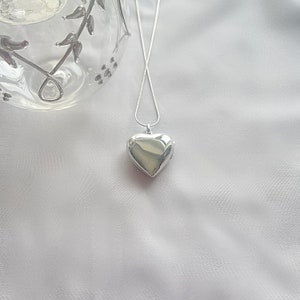 Polished Sterling Silver Large Heart Keepsake Locket Pendant Necklace ...