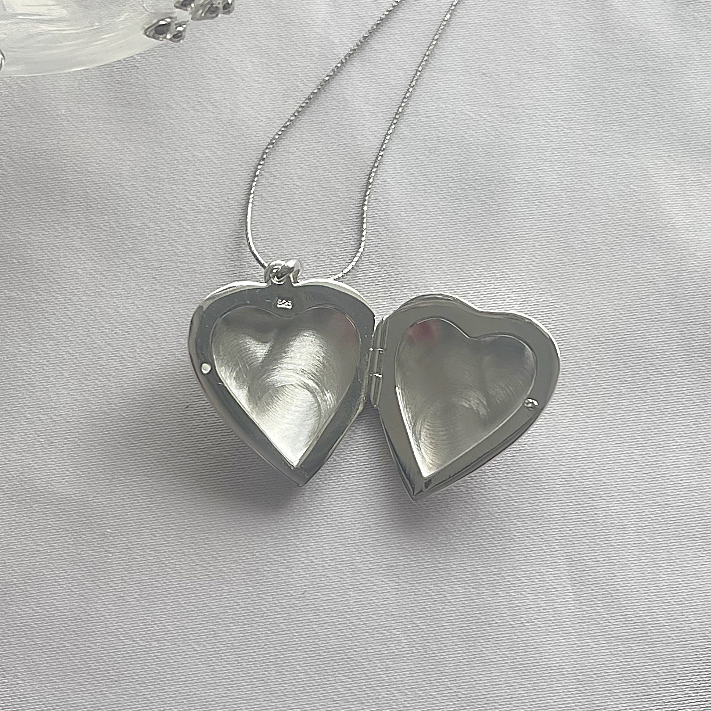 Polished Sterling Silver Large Heart Keepsake Locket Pendant Necklace ...
