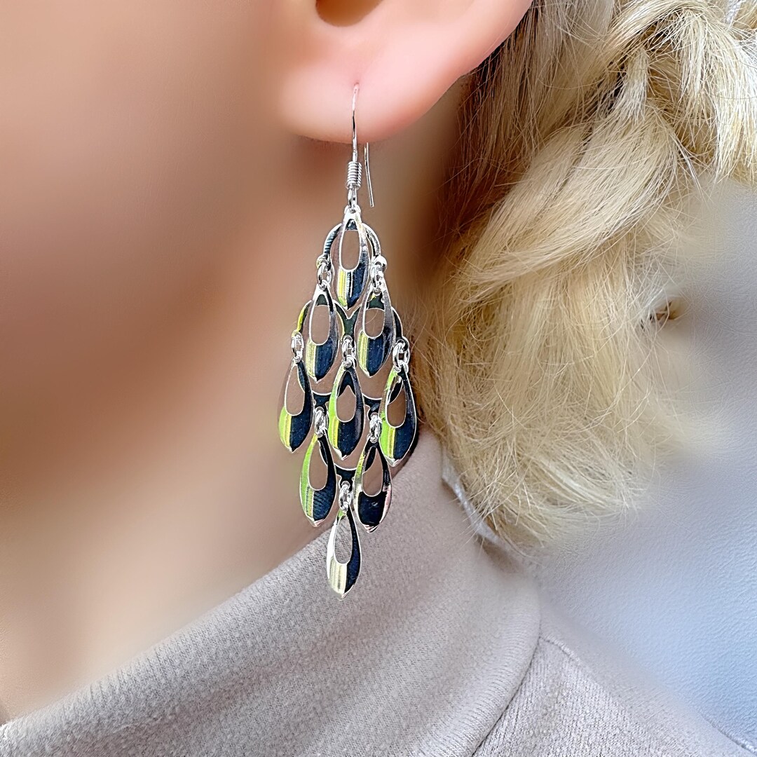 Sterling Silver 925 Large Chandelier Dangle Drop Earrings - Etsy