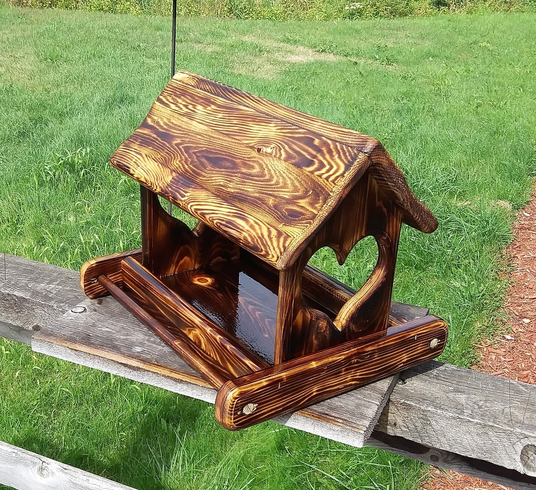 Large Cedar Wood Fly Through Platform Bird or Squirrel Feeder TBNUP #3B ...