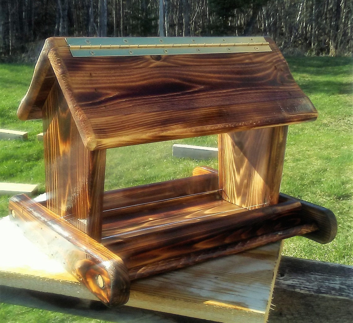 Large Post Mount Bird Feeder Cedar Wood TBNUP 1B - Etsy