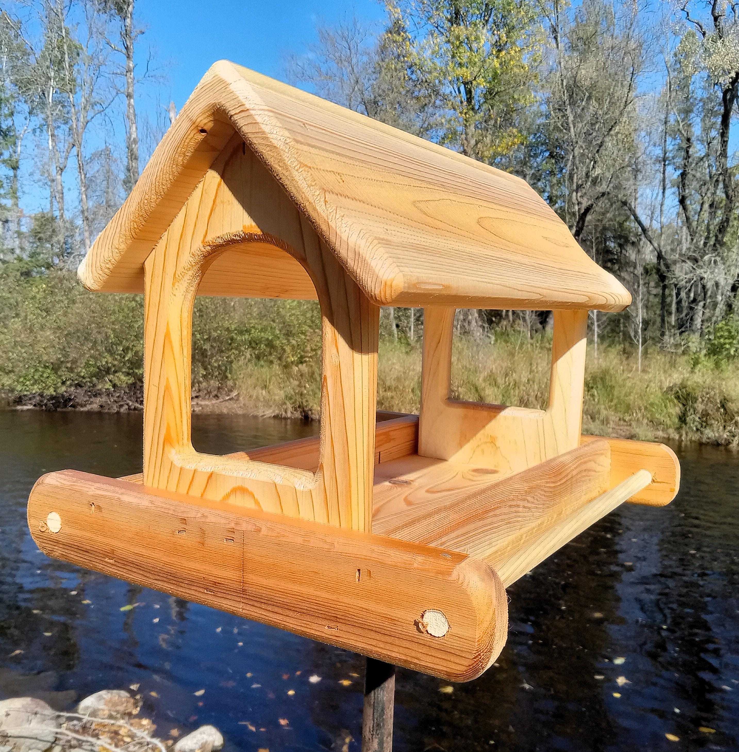 16 Inch Post Mount Arched Fly Through Platform Bird or Squirrel Feeder ...