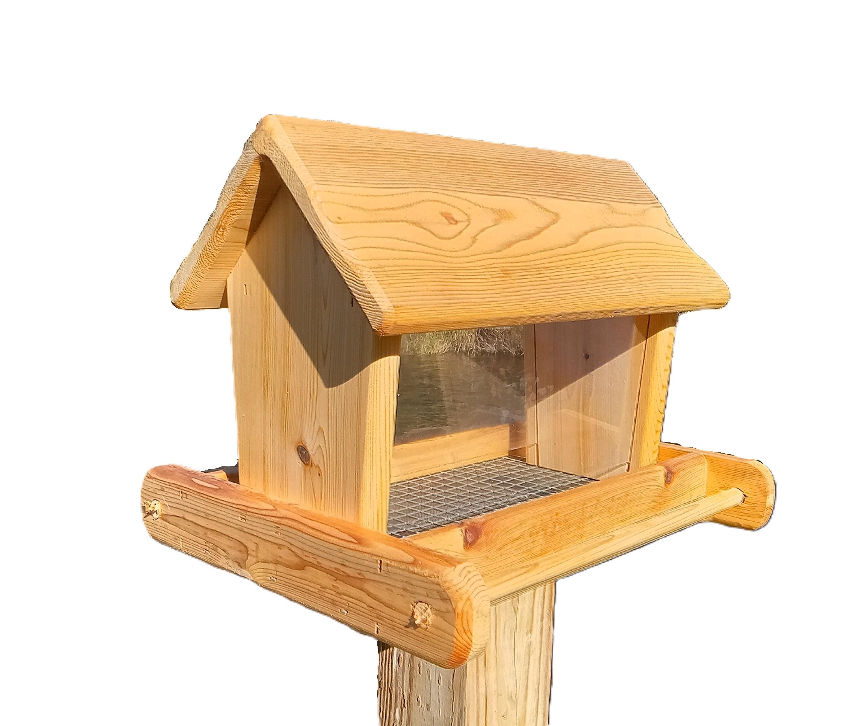 Large Post Mount Bird Feeder Cedar Wood With Screen Bottom for Outdoors ...