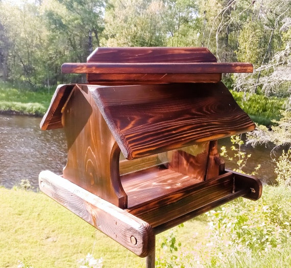 14 Inch Post Mount Bird Feeder Cedar Wood 14TBNUP2B - Etsy