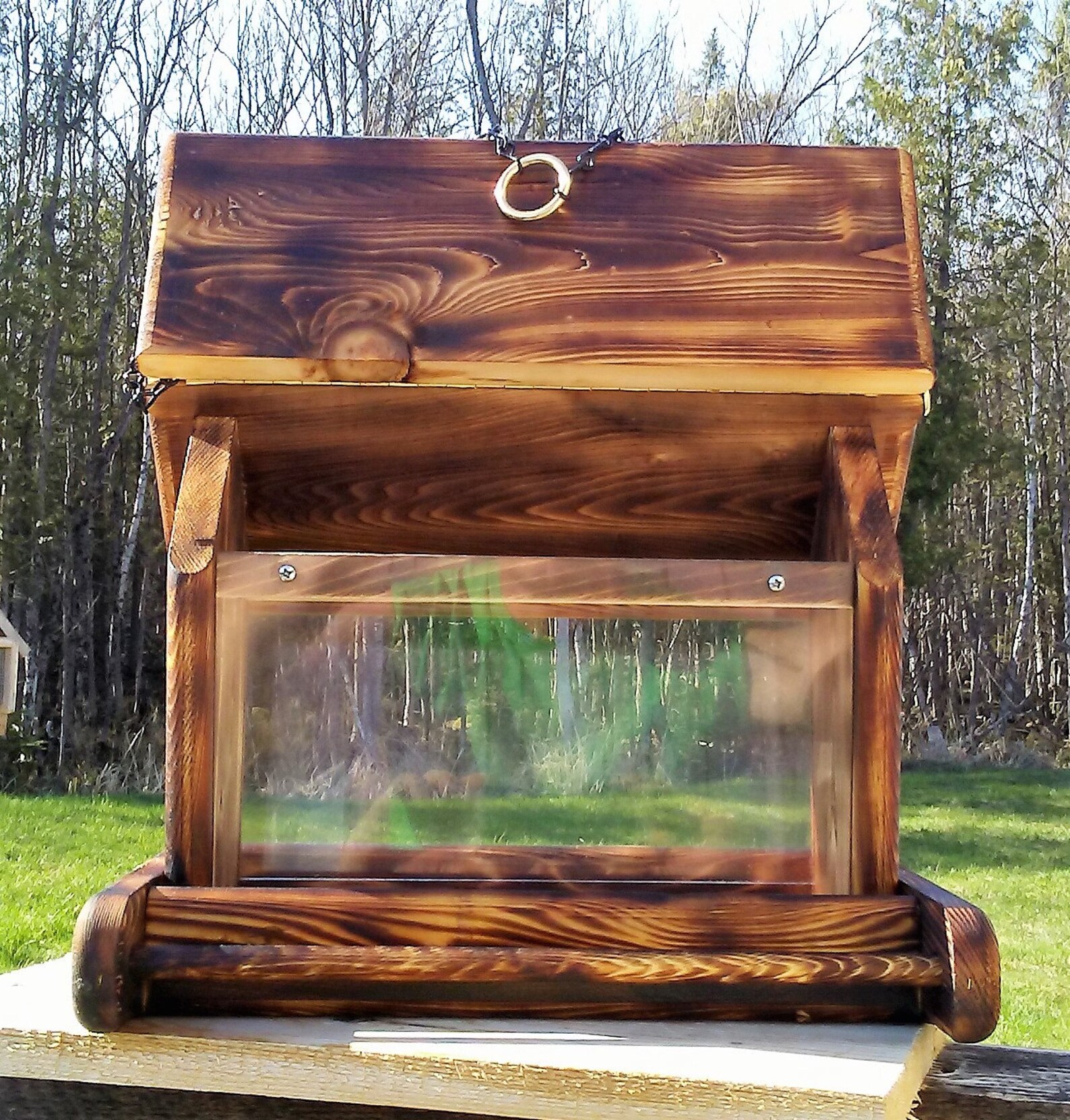Large Hanging Bird Feeder Cedar Wood TBNUP 1HB - Etsy