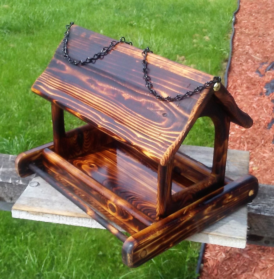 Large Hanging Fly Through Platform Bird or Squirrel Feeder Cedar Wood ...