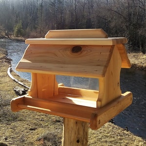 Large Post Mount Bird Feeder Cedar Wood TBNUP #2 - Etsy
