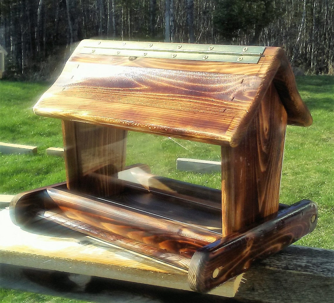 Large Post Mount Bird Feeder Cedar Wood TBNUP 1B - Etsy