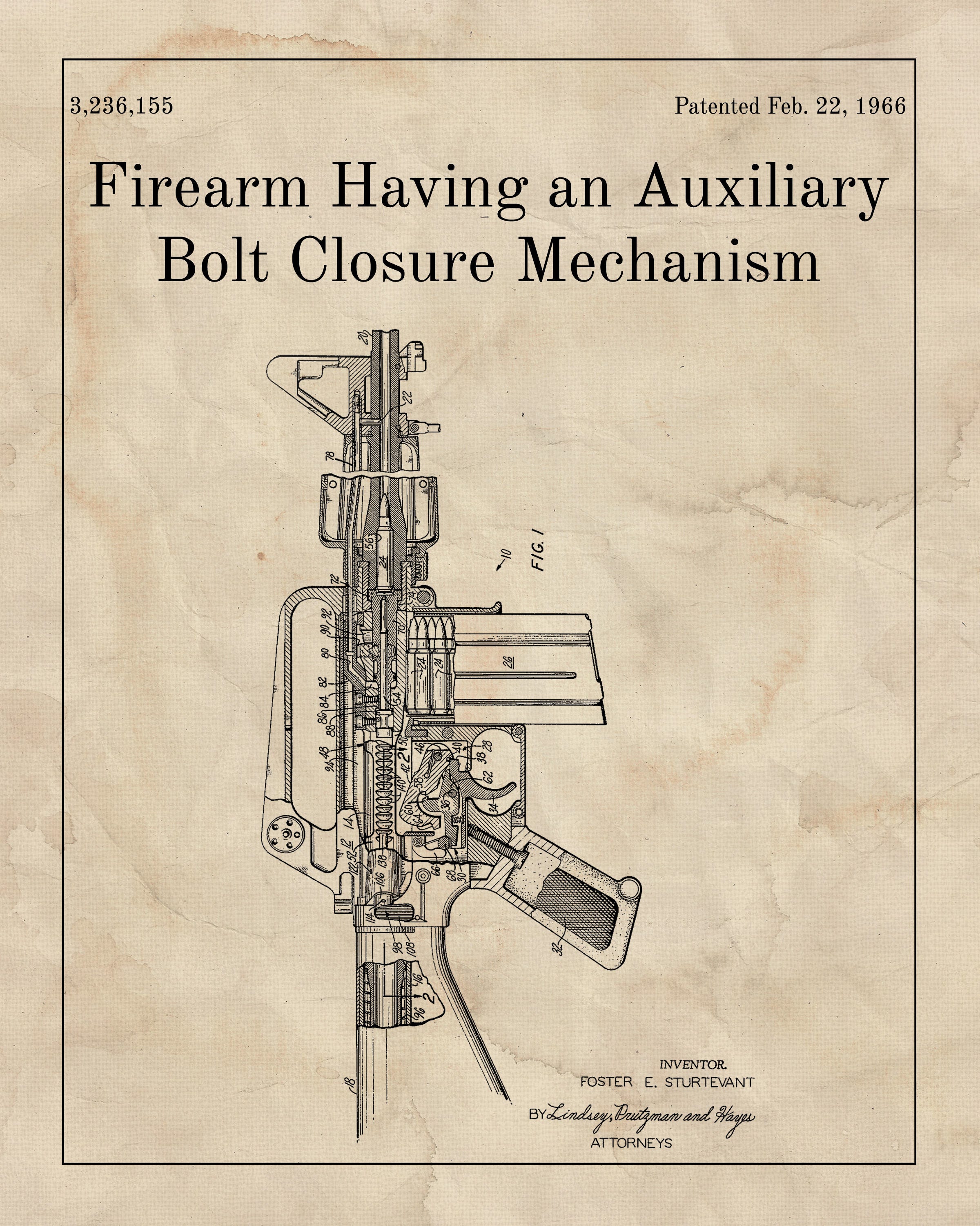 AR-15 Patent Print, AR-15 Printable, AR-15 Gift, Gun Ornament, Gun ...