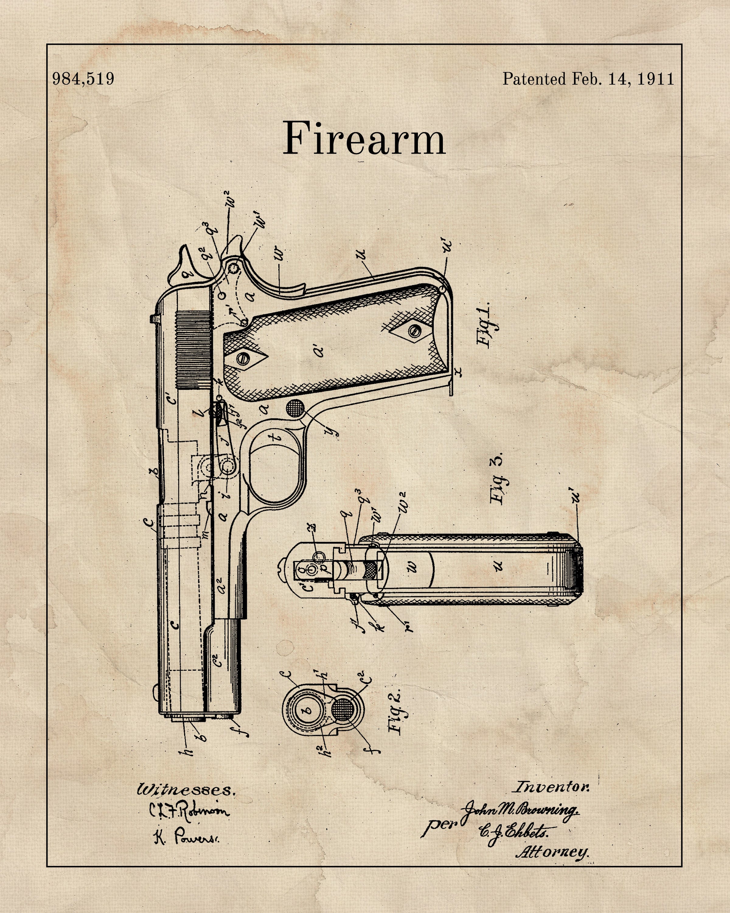 Firearm Gift Firearm Art Firearm Patent Print Firearm - Etsy