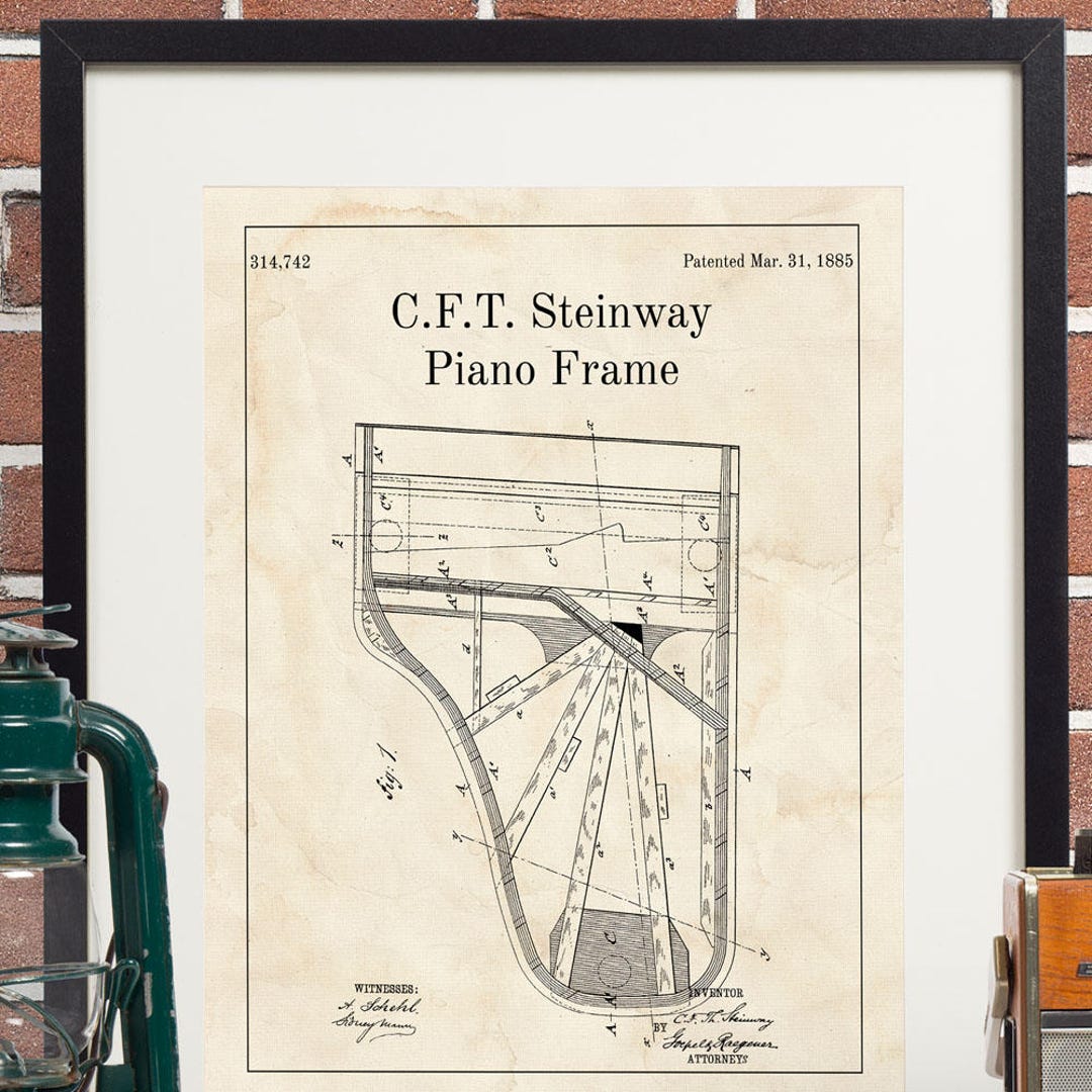 Piano Frame Patent Art, Piano Frame Printable Art, Piano Frame Art ...