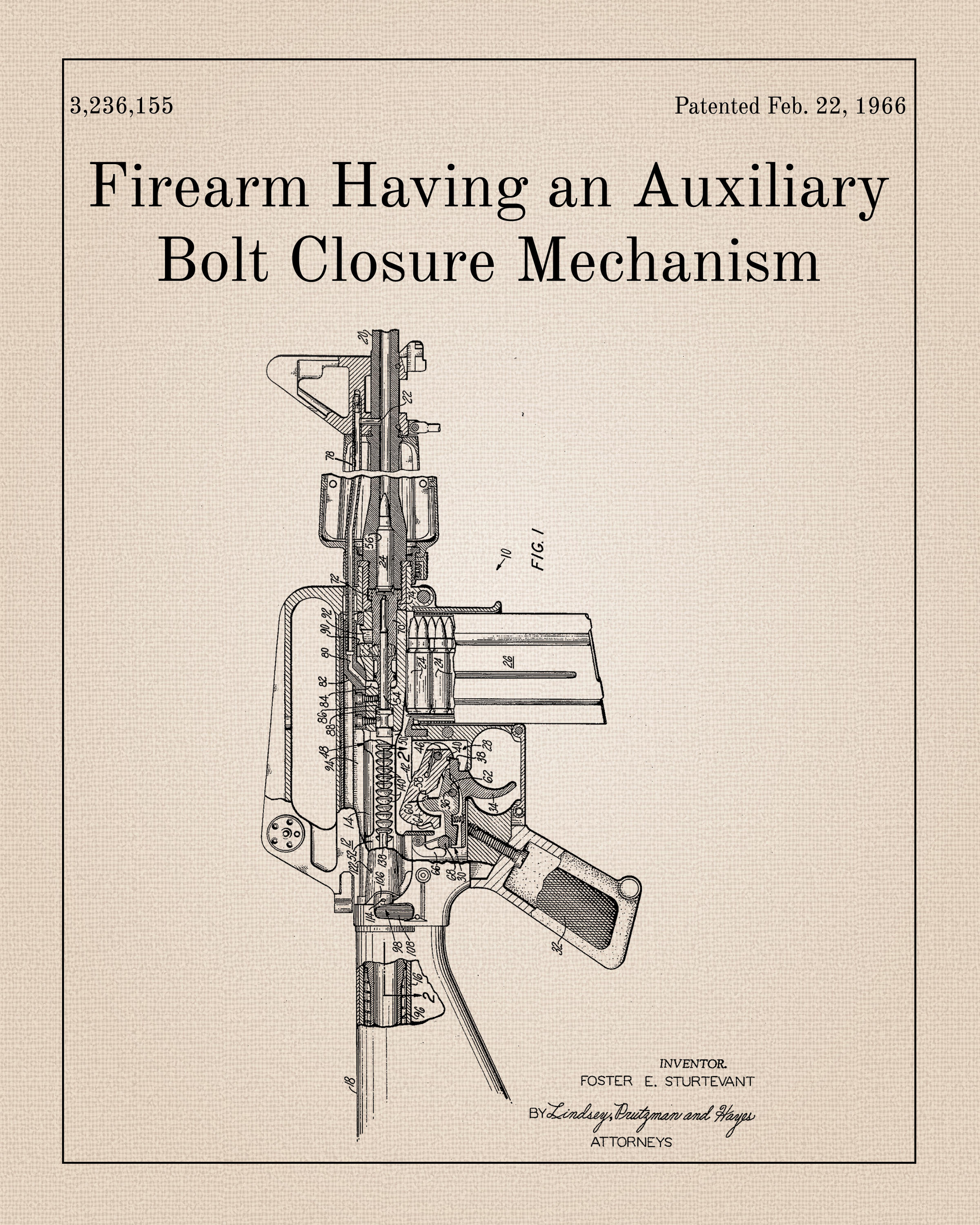 AR-15 Patent Print, AR-15 Printable, AR-15 Gift, Gun Ornament, Gun ...