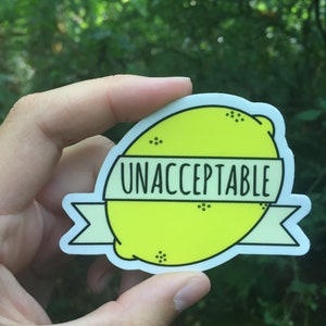 Vinyl Sticker, UNACCEPTABLE, Weather Proof, Sticker, Laminated, Decal ...