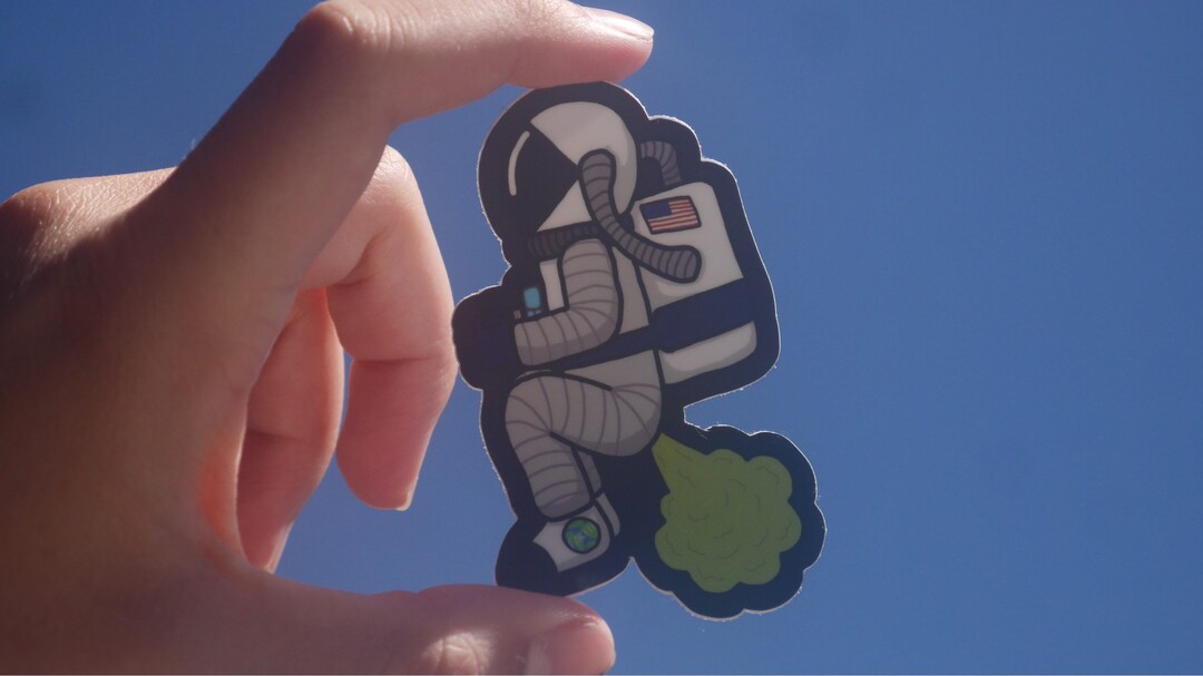 Vinyl Sticker, Farting Astronaut, Weather Proof, Sticker, Laminated ...