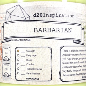 Barbarian RPG Gaming Soy Candle Customize to Your Character - Etsy