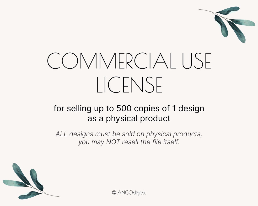 Commercial License for Selling up to 500 Copies of 1 Design as a ...