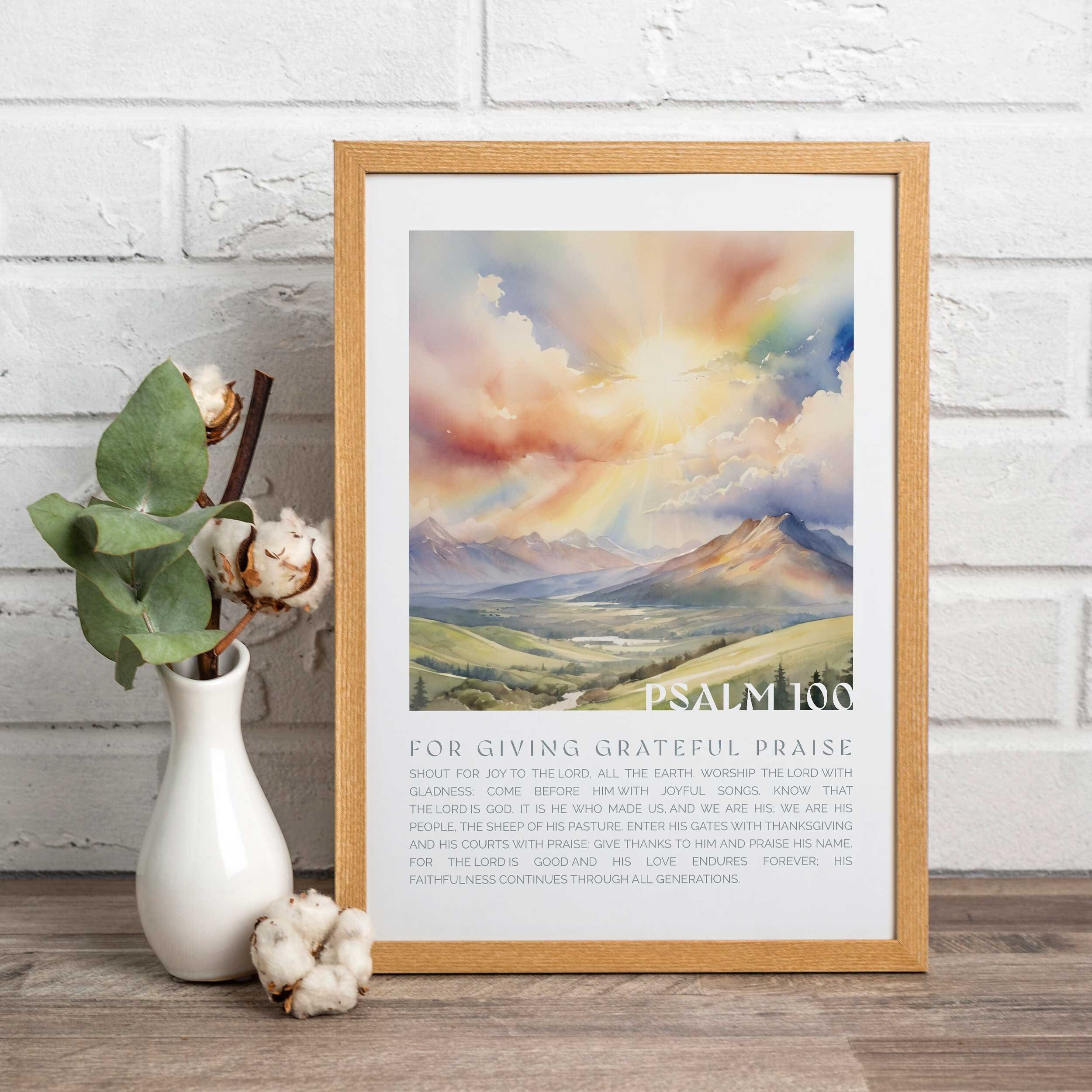 Bible Verse Wall Art Psalm 100 NIV Christian Modern Decor Bible ...