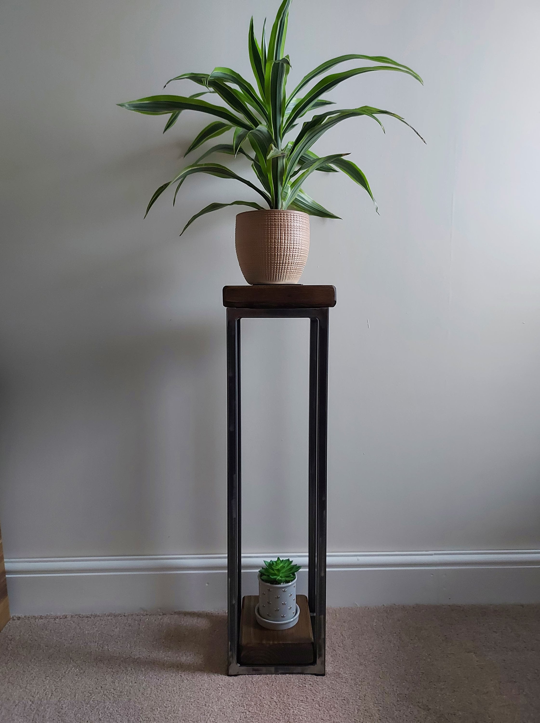 Fergus Handmade Rustic Plant Stand: Industrial Steel Side Table With ...