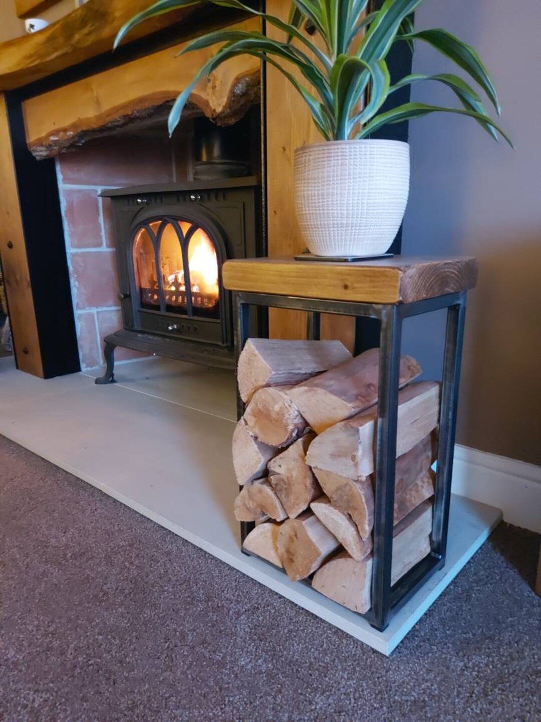 Bryce Handmade Log Holder/small Table/side Table Industrial - Etsy